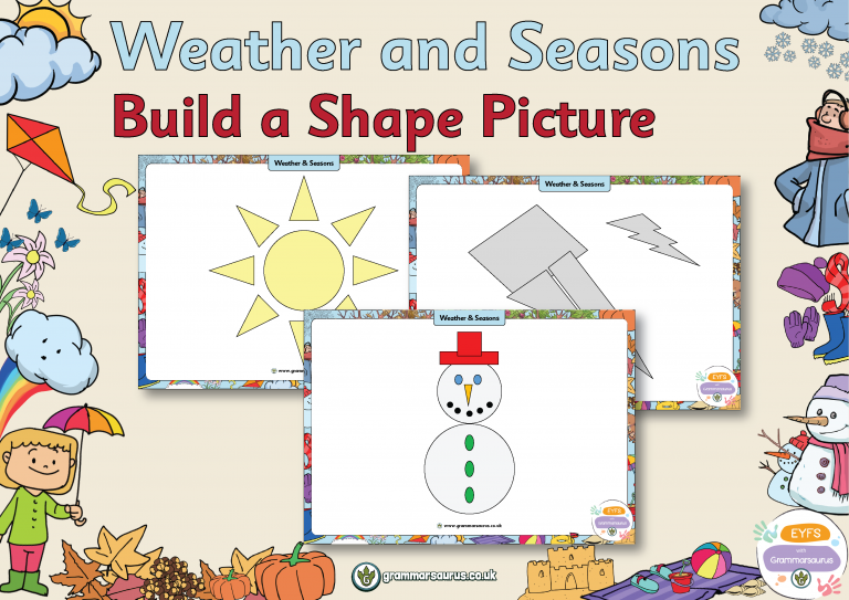 EYFS Weather and Seasons - Build a Shape Picture - Grammarsaurus