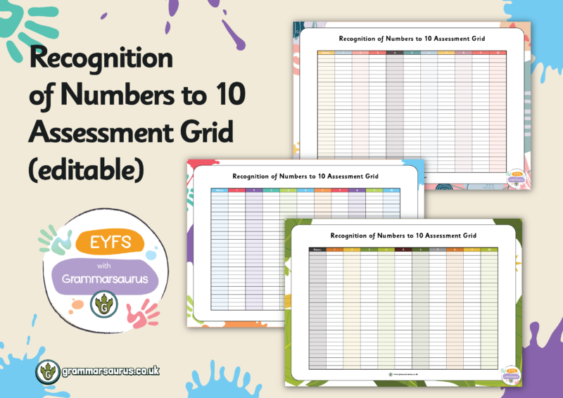 EYFS Assessment - Recognition of Numbers to 10 Assessment Grid ...