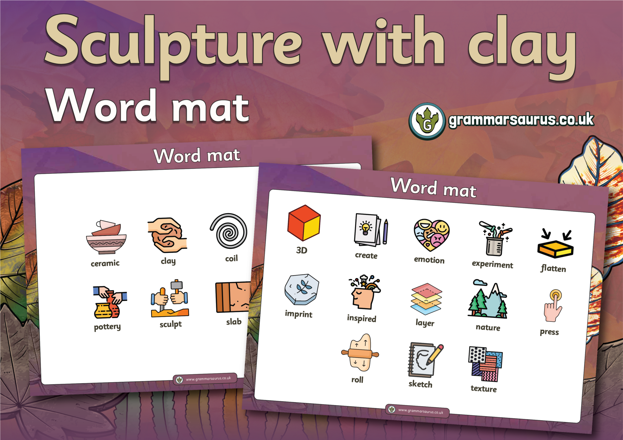 Year 1 Art – Sculpture with clay – Word mat - Grammarsaurus