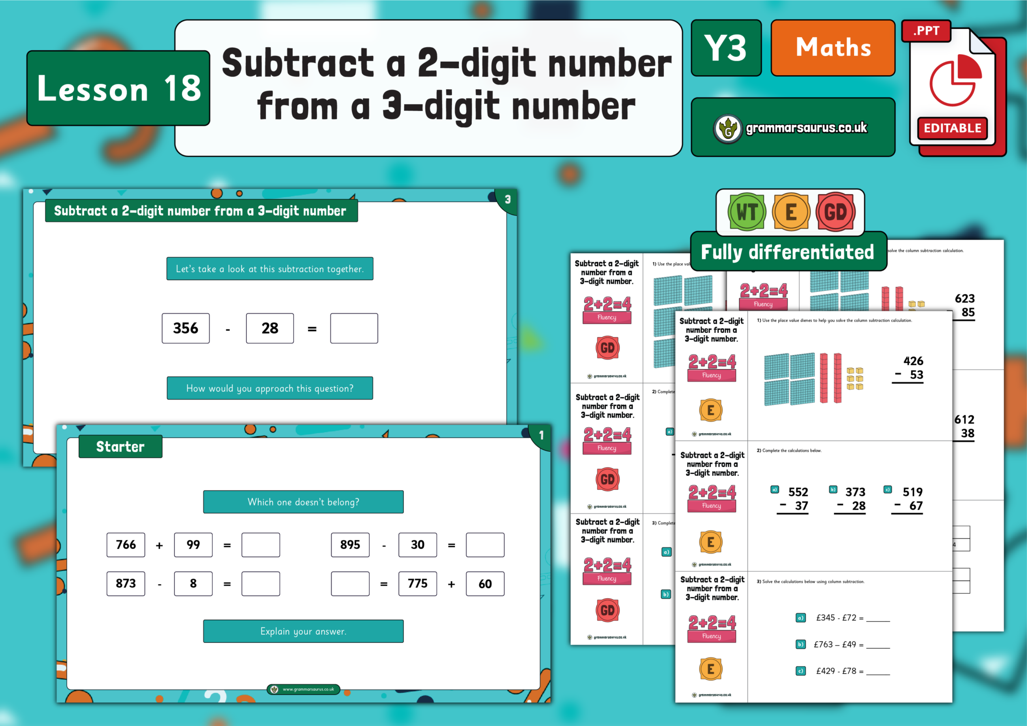 Year 3 Addition and Subtraction – Subtract a 2-digit number from a 3 ...