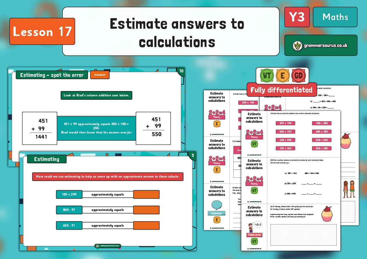 Year 3 Addition and Subtraction – Estimate answers to calculations ...