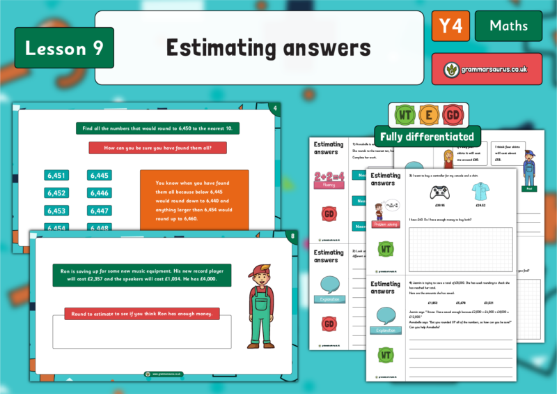 Year 4 Addition and Subtraction - Estimating answers - Lesson 9 ...