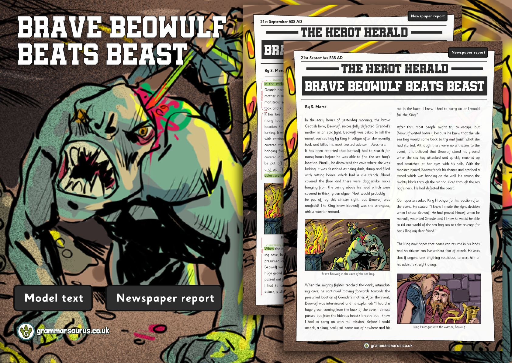 Year 4 Model Text - Newspaper report - Brave Beowulf beats beast ...