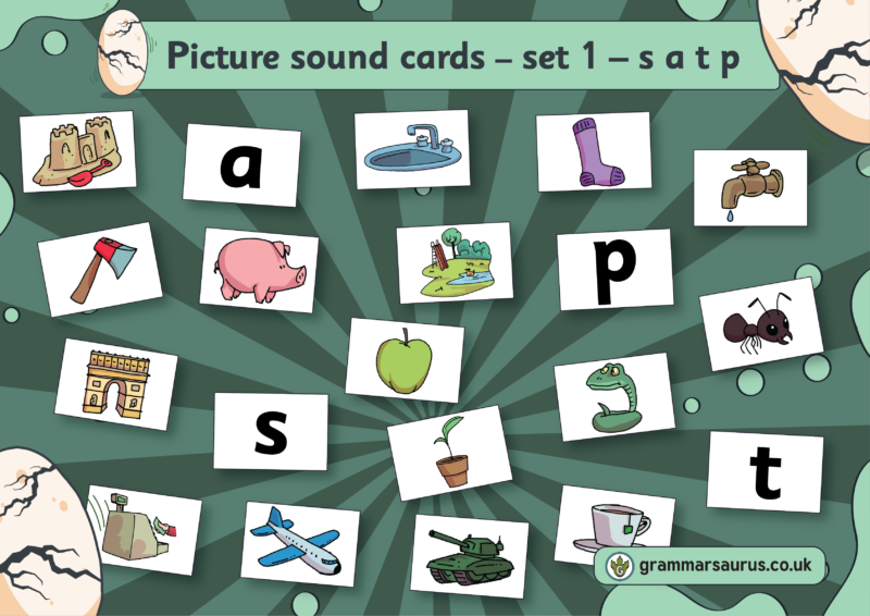 Phonics Phase 2 - Picture sound cards - set 1 - satp - Grammarsaurus
