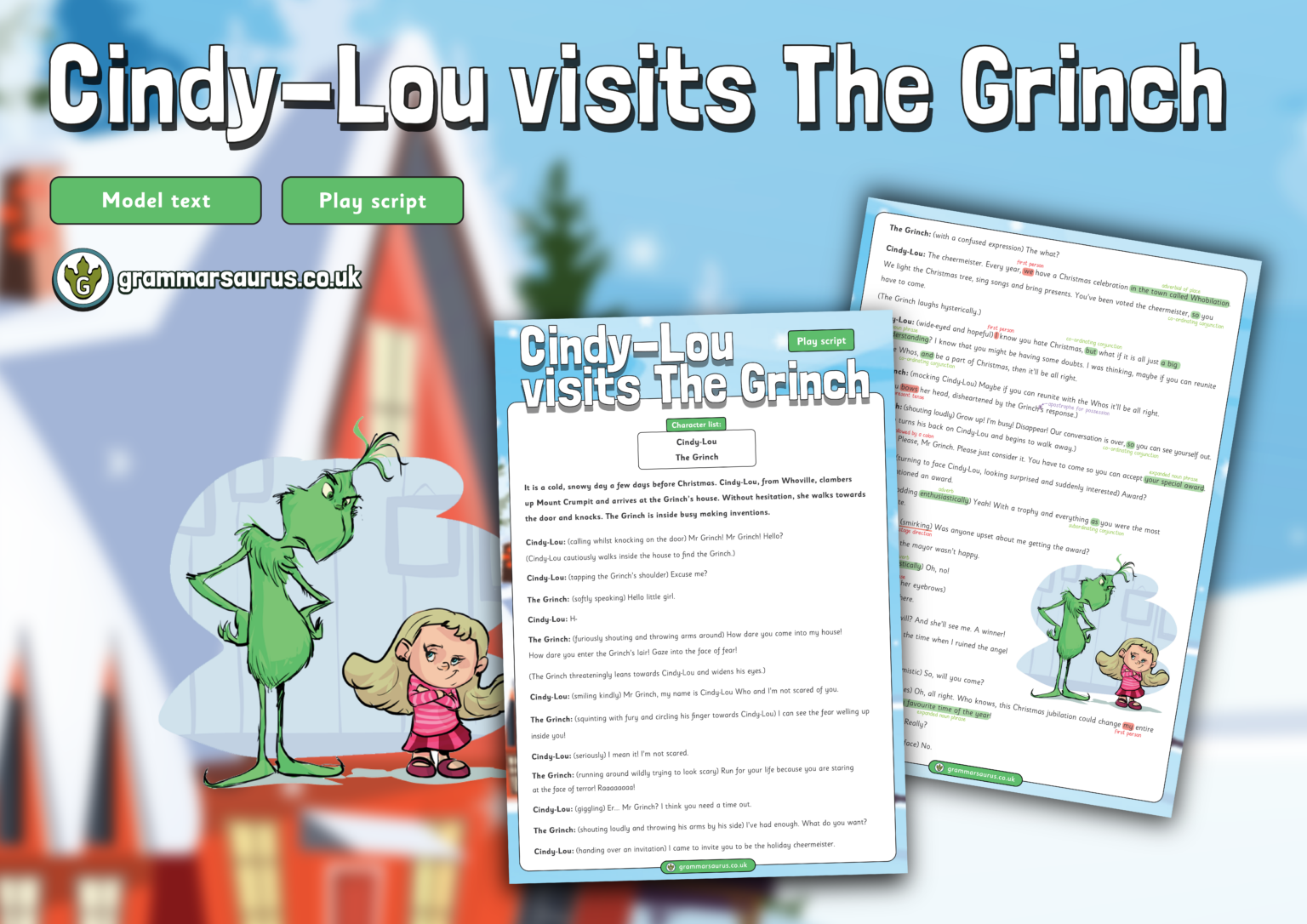 Year 4 Model Text – Play script - Cindy-Lou visits the Grinch ...