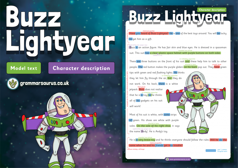 Y1 Narrative - Character description - Grammarsaurus