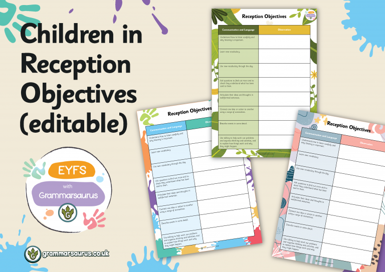 EYFS Assessment - Reception Objectives (editable) - Grammarsaurus