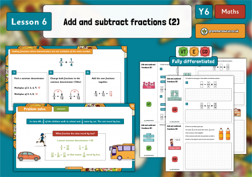 Year 6 Fractions A - Add and subtract fractions (2) - Lesson 6 ...