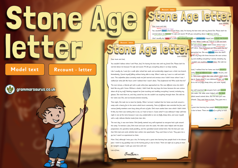 Year 3 Model Text - Recount - Letter – Stone Age letter - Grammarsaurus