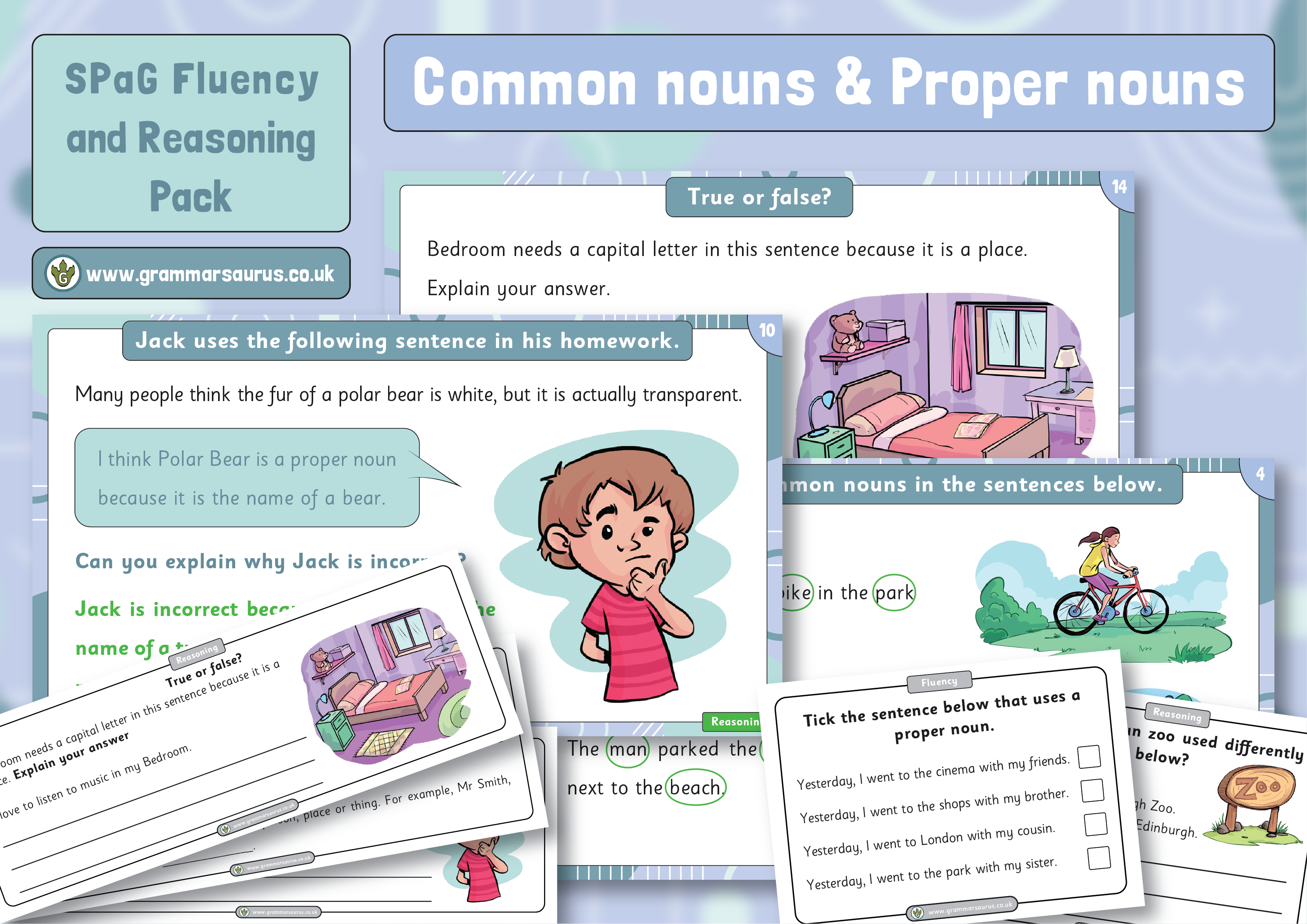 SPaG Fluency & Reasoning Pack - Common nouns and proper nouns ...