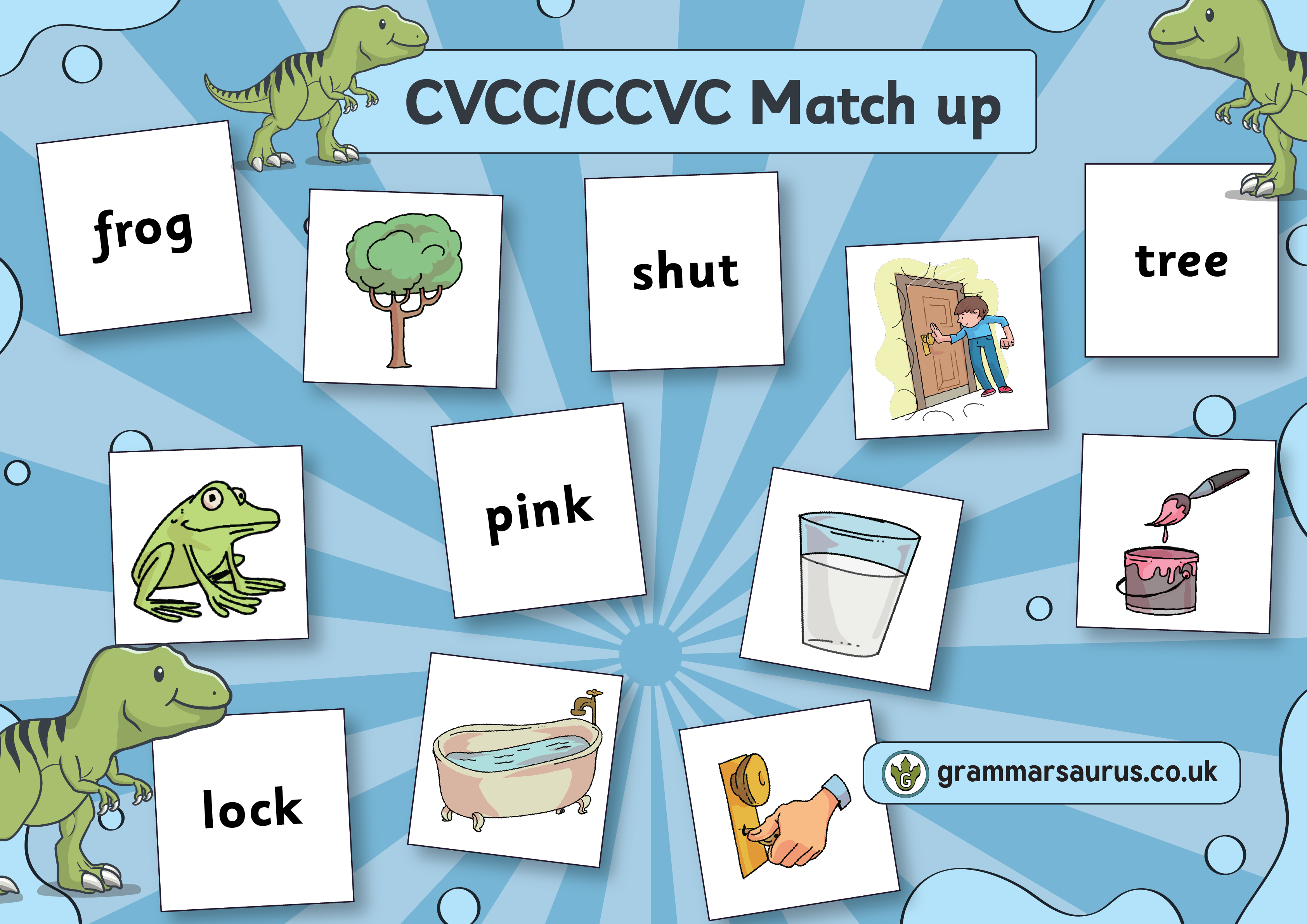 Phonics Phase 4 - CVCC/CCVC Match up - Grammarsaurus