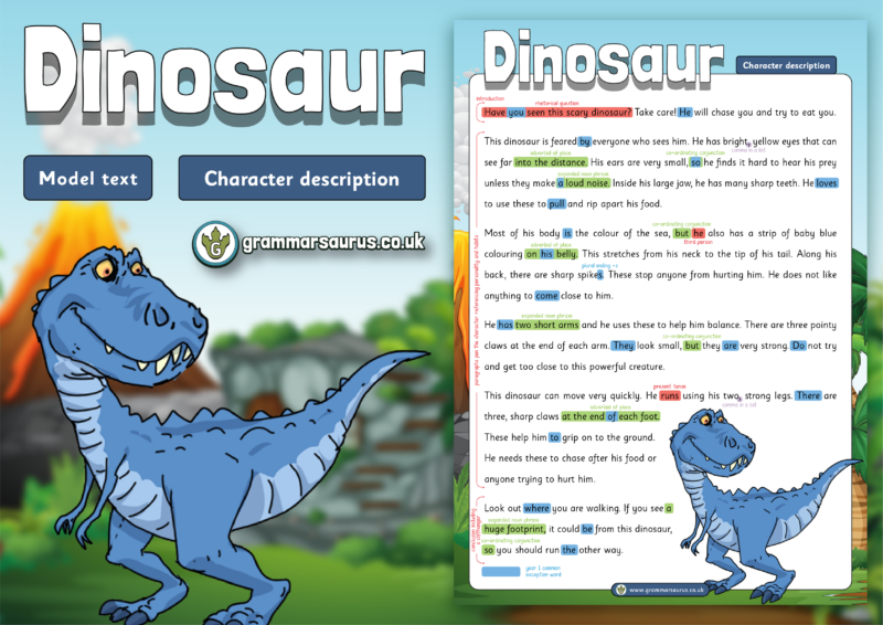 Year 1 Model Text - Character description - Dinosaur - Grammarsaurus