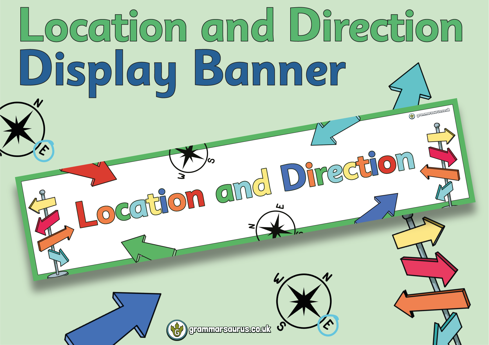 Geography - Location and Direction - Display Banner - Grammarsaurus