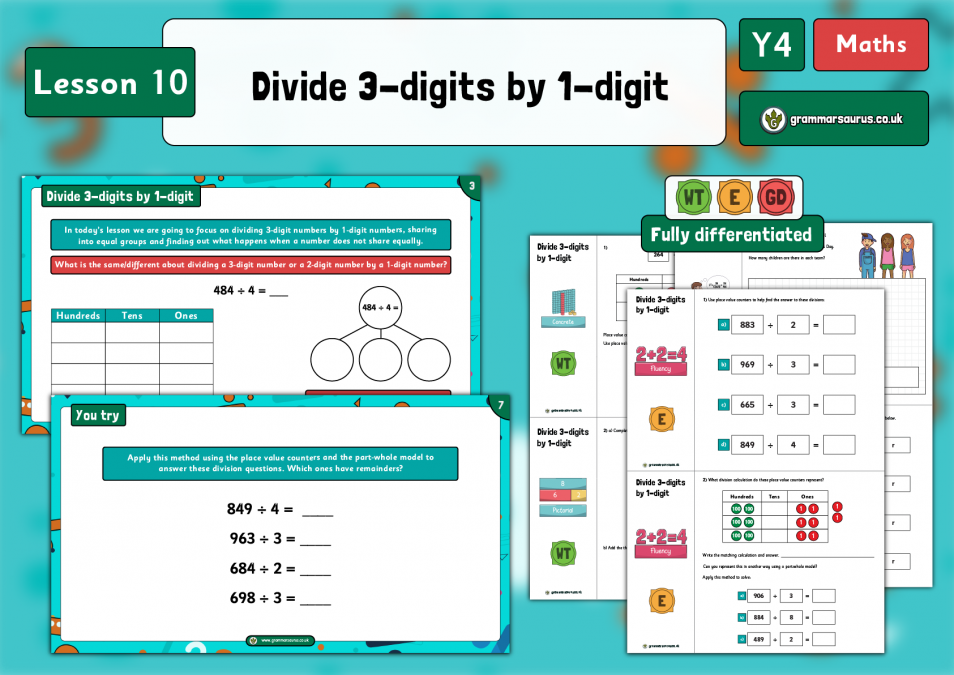 Year 4 - Multiplication and Division Part 2 - Dividing 3-digits by 1 ...
