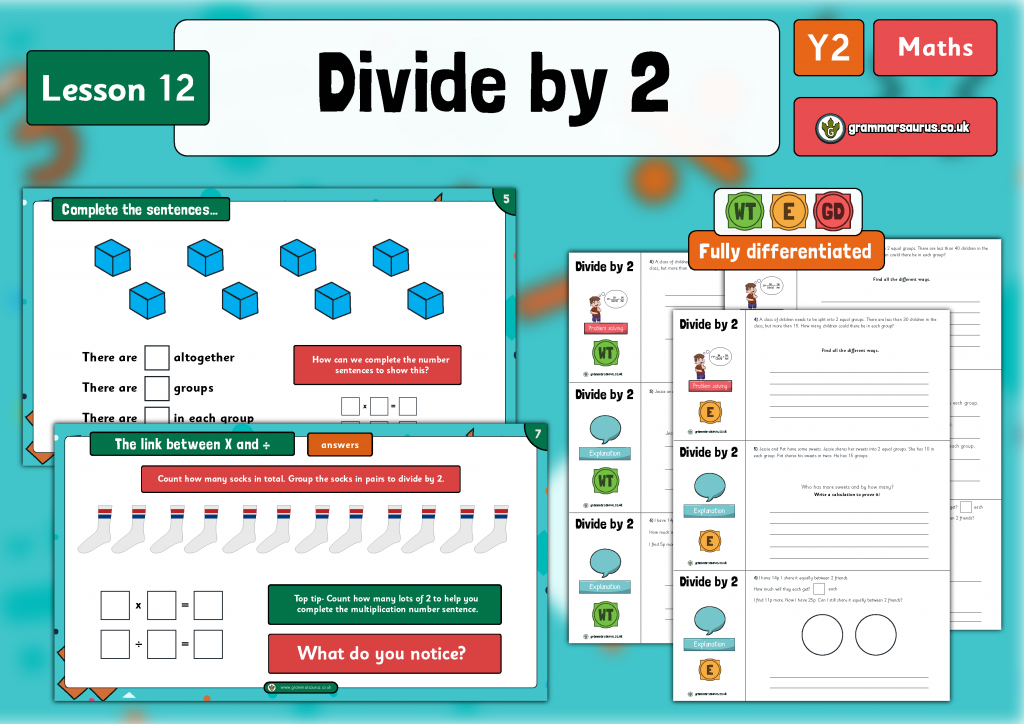 Year 2 Multiplication And Division Divide By 2 Lesson 12