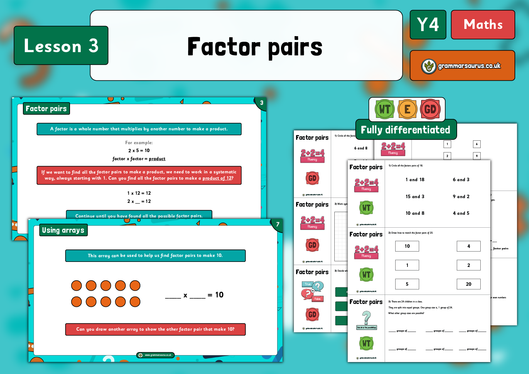 Year 4 - Multiplication and Division Part 2 - Factor Pairs - Lesson 3 ...