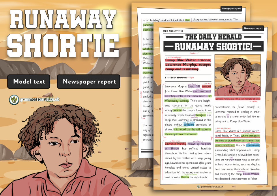 Year 6 Model Text - Newspaper report - Runaway Shortie! ( gbsct P6 ...