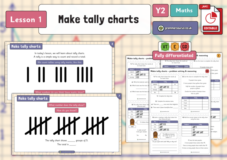 Year 2 Statistics - Make Tally Charts - Lesson 1 - Grammarsaurus