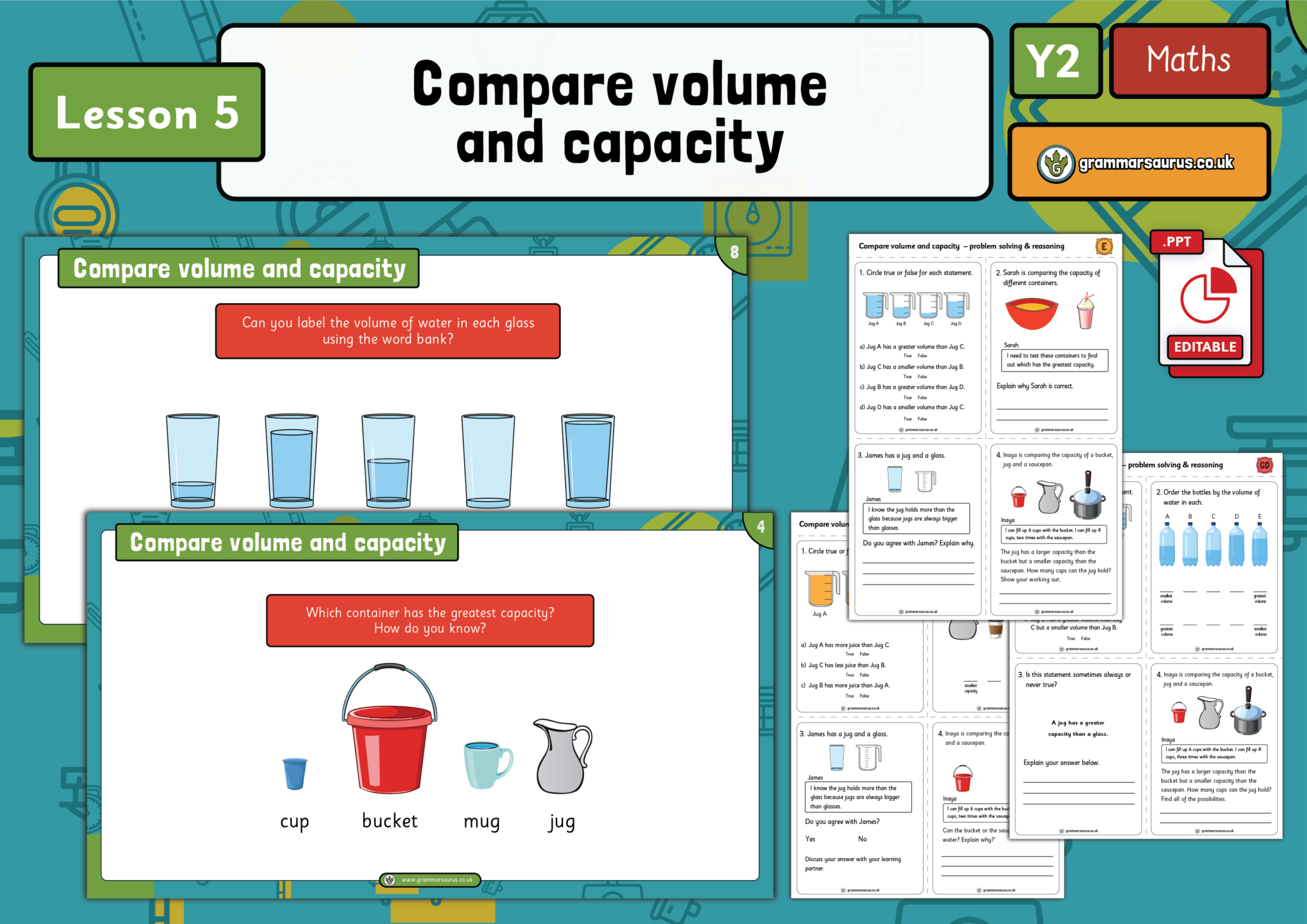 Year 2 Mass, Capacity and Temperature - Compare volume and capacity ...
