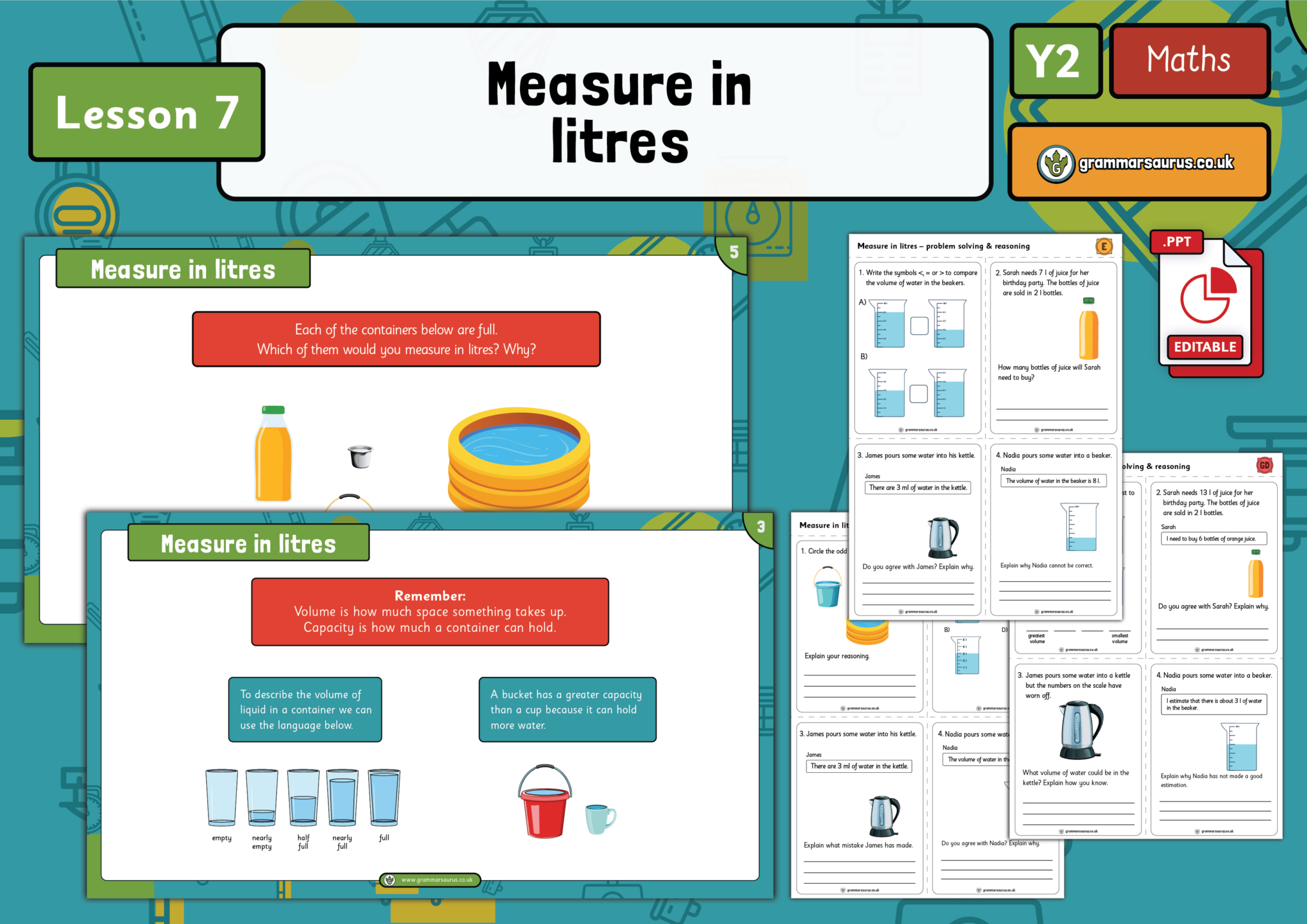 Year 2 Mass, Capacity and Temperature - Measure in litres - Lesson 7 ...