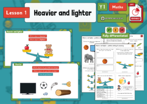 Year 1 Mass and Volume - Heavier and lighter - Lesson 1 - Grammarsaurus