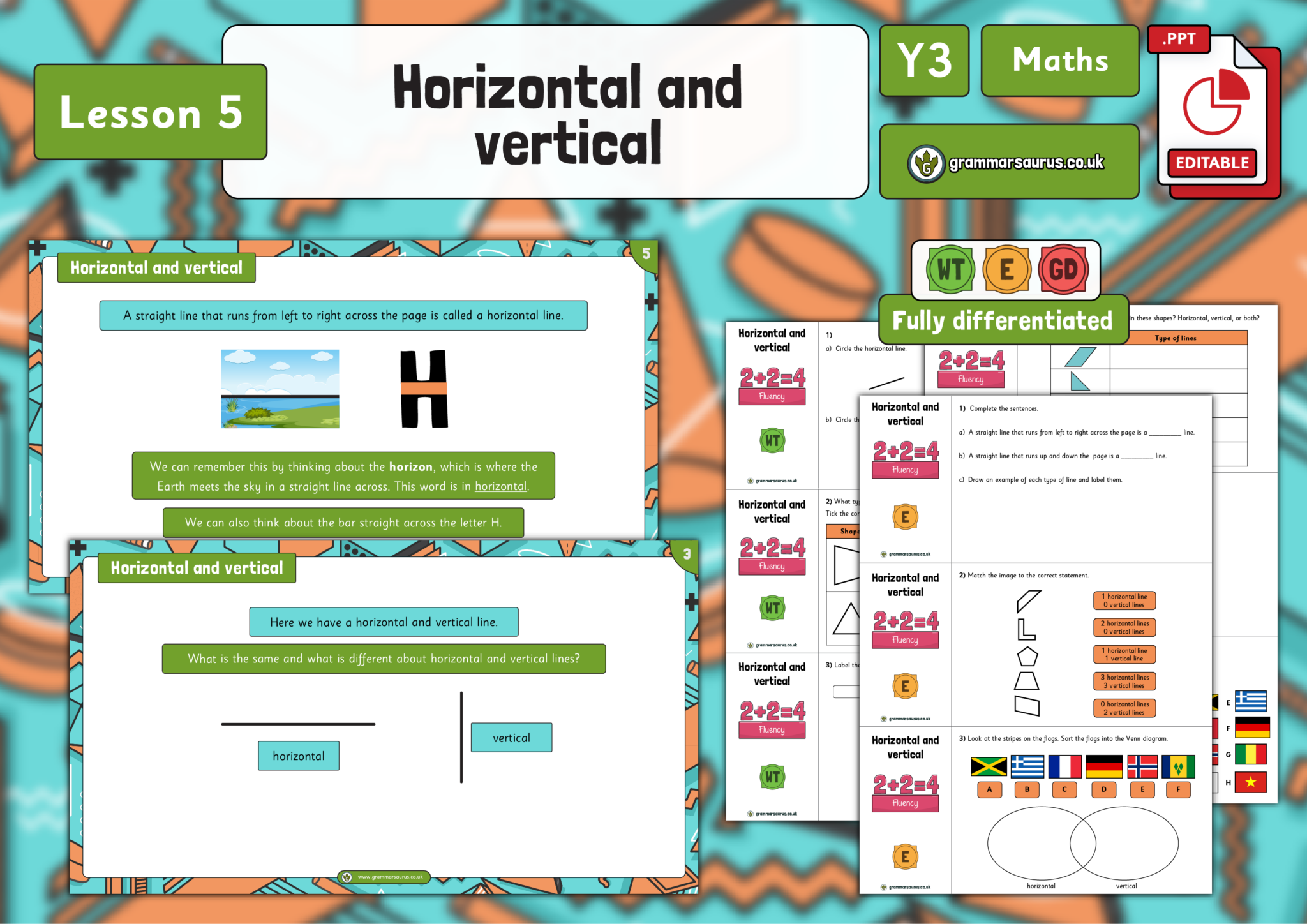 Year 3 Shape - Horizontal and vertical - Lesson 5 - Grammarsaurus