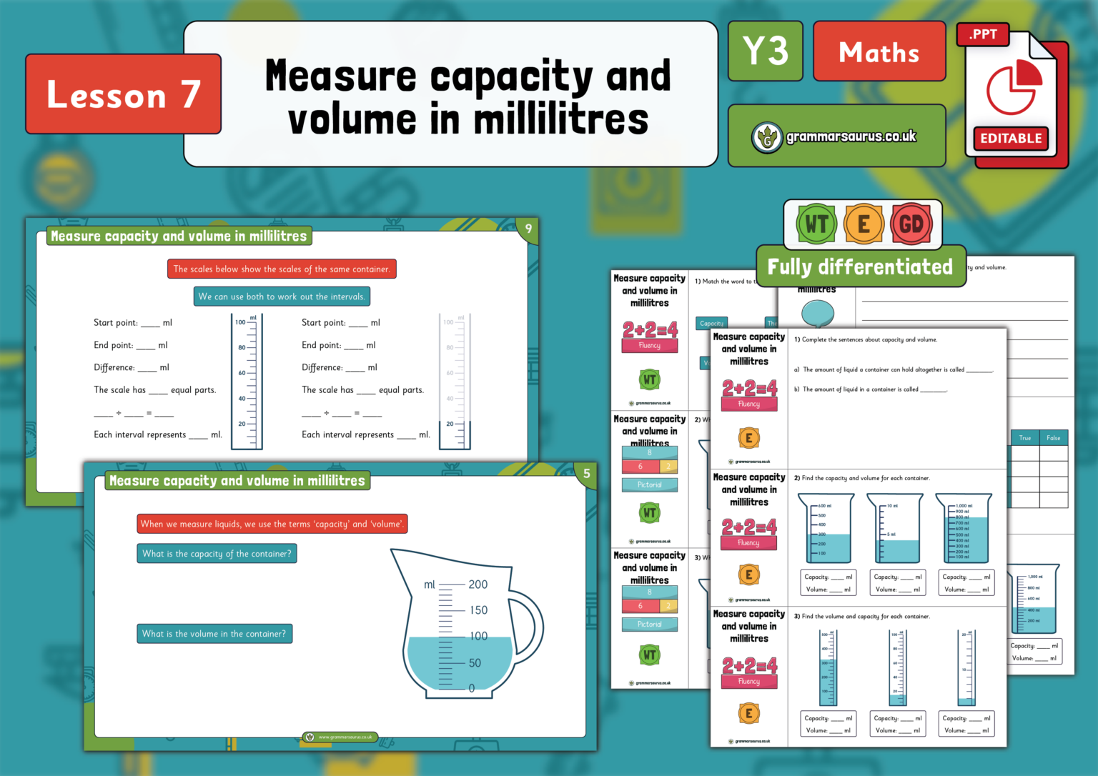 Year 3 Mass and Capacity - Measure capacity and volume in millimetres ...