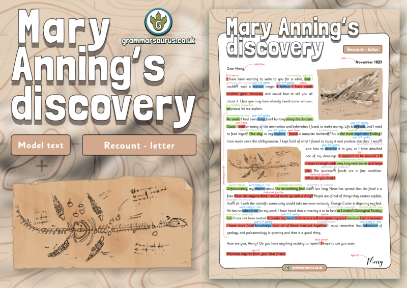 Year 3 Model Text - Recount - Letter - Mary Anning's discovery ...