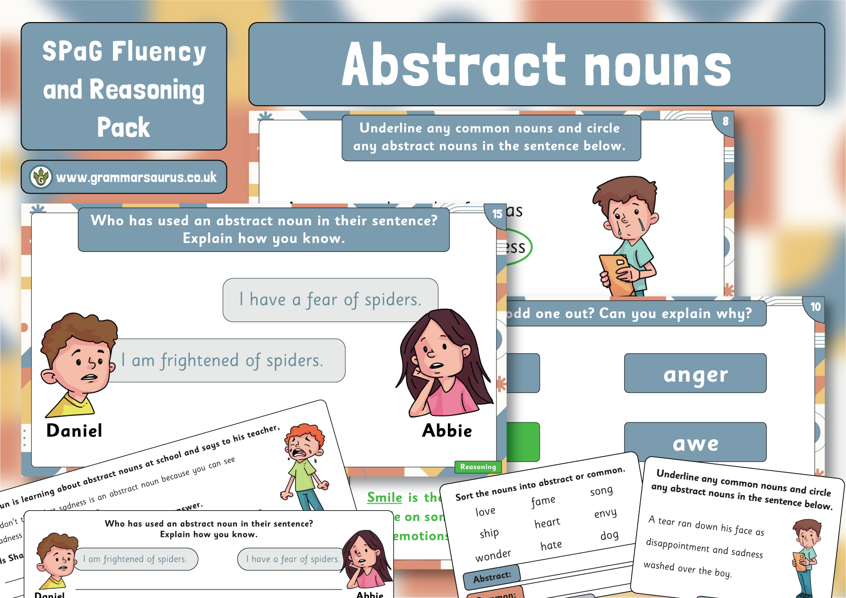 SPaG Fluency & Reasoning Pack – Abstract Nouns - Grammarsaurus