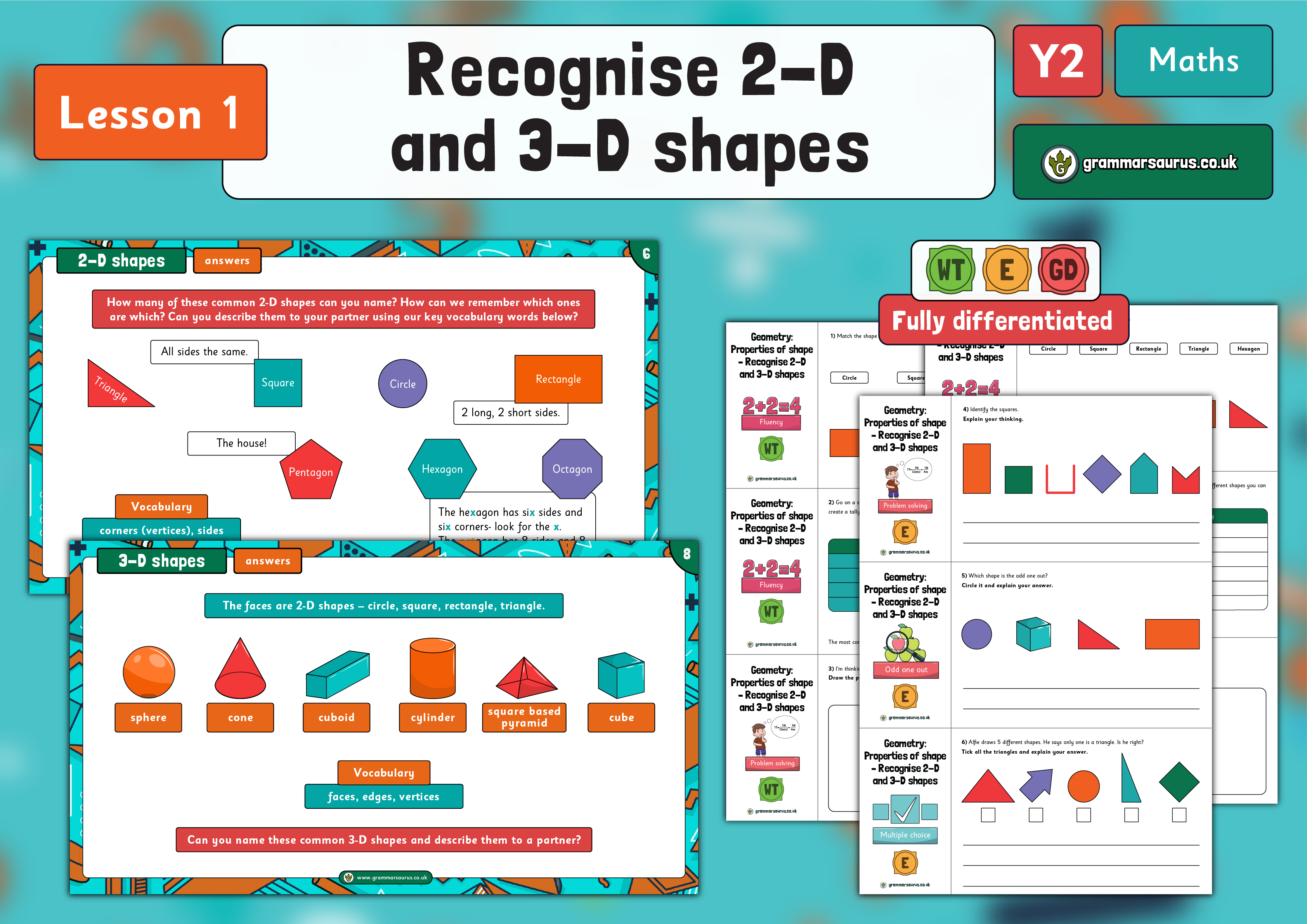 Year 2 Properties of Shape - Recognise 2-D and 3-D Shapes - Lesson 1 ...