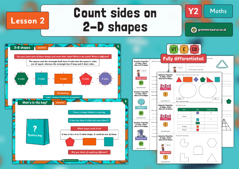Year 2 Properties of Shape - Count Sides on 2-D Shapes - Lesson 2 ...