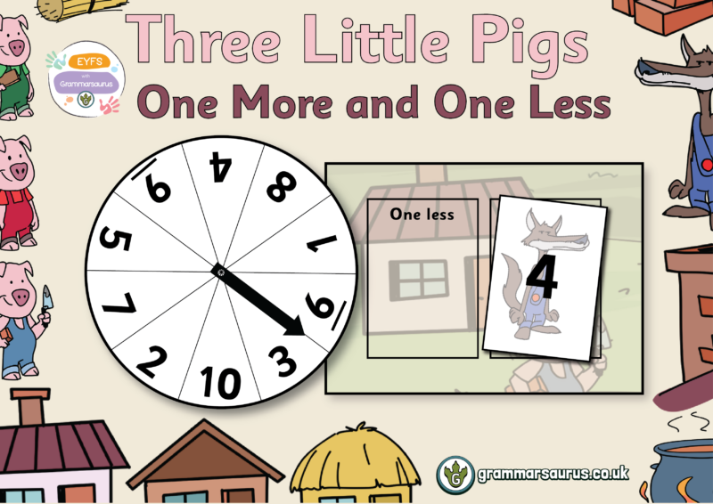EYFS Three Little Pigs - One More and One Less - Grammarsaurus