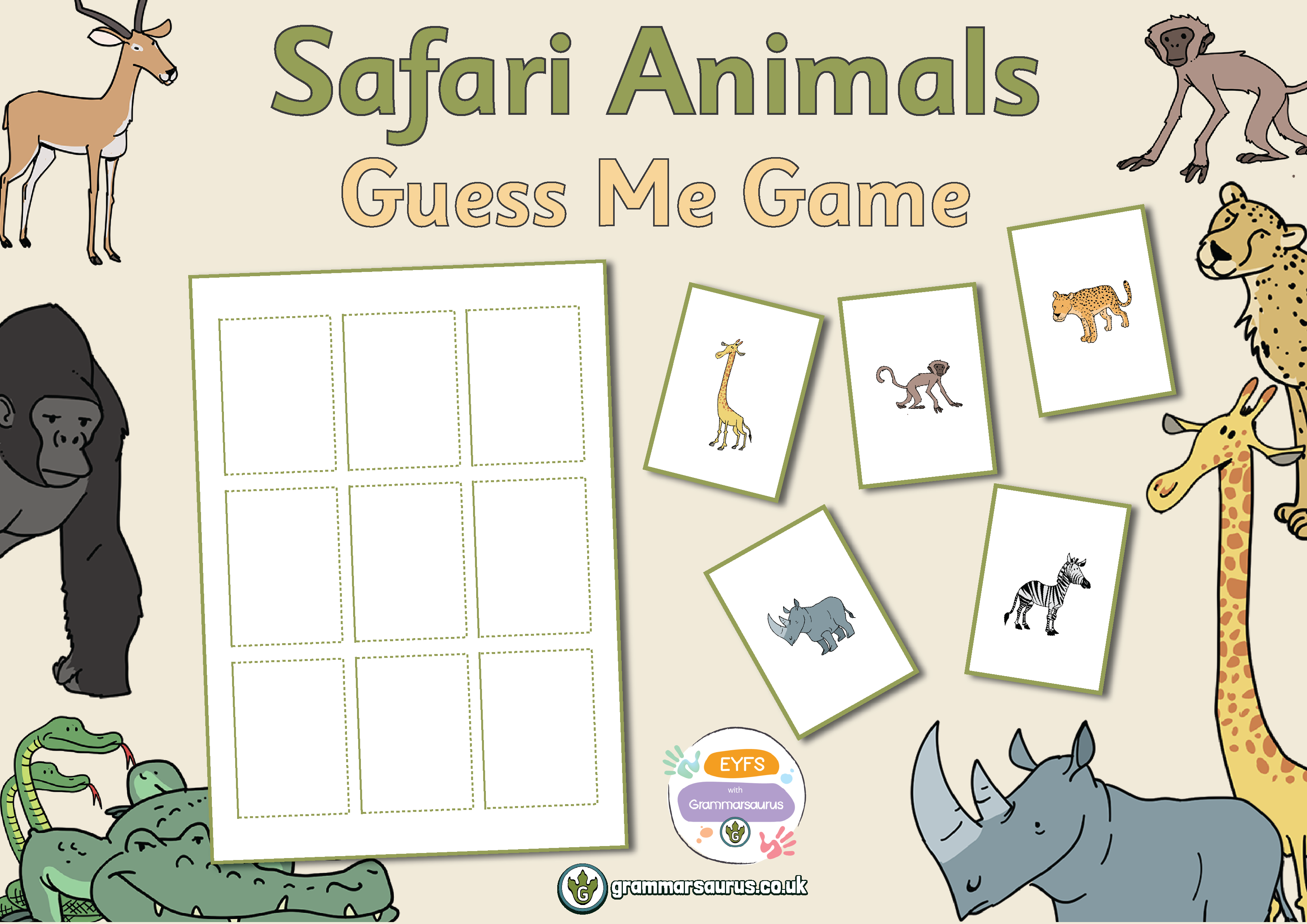EYFS Safari Animals - Guess Me Game - Grammarsaurus