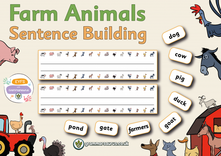 EYFS Farm Animals - Sentence Building - Grammarsaurus