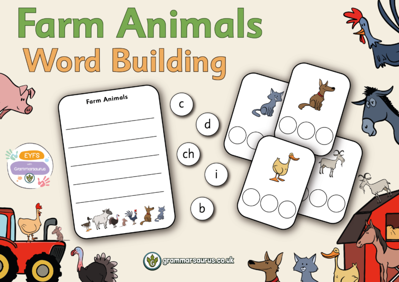 EYFS Farm Animals - Word Building - Grammarsaurus