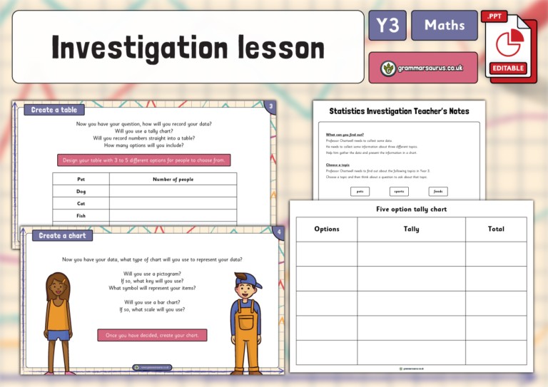 Year 3 - Statistics - Open Ended Investigation - Grammarsaurus