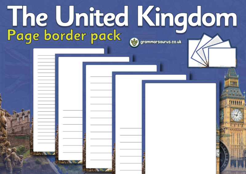 Year 3 Geography – United Kingdom – Page border pack - Grammarsaurus