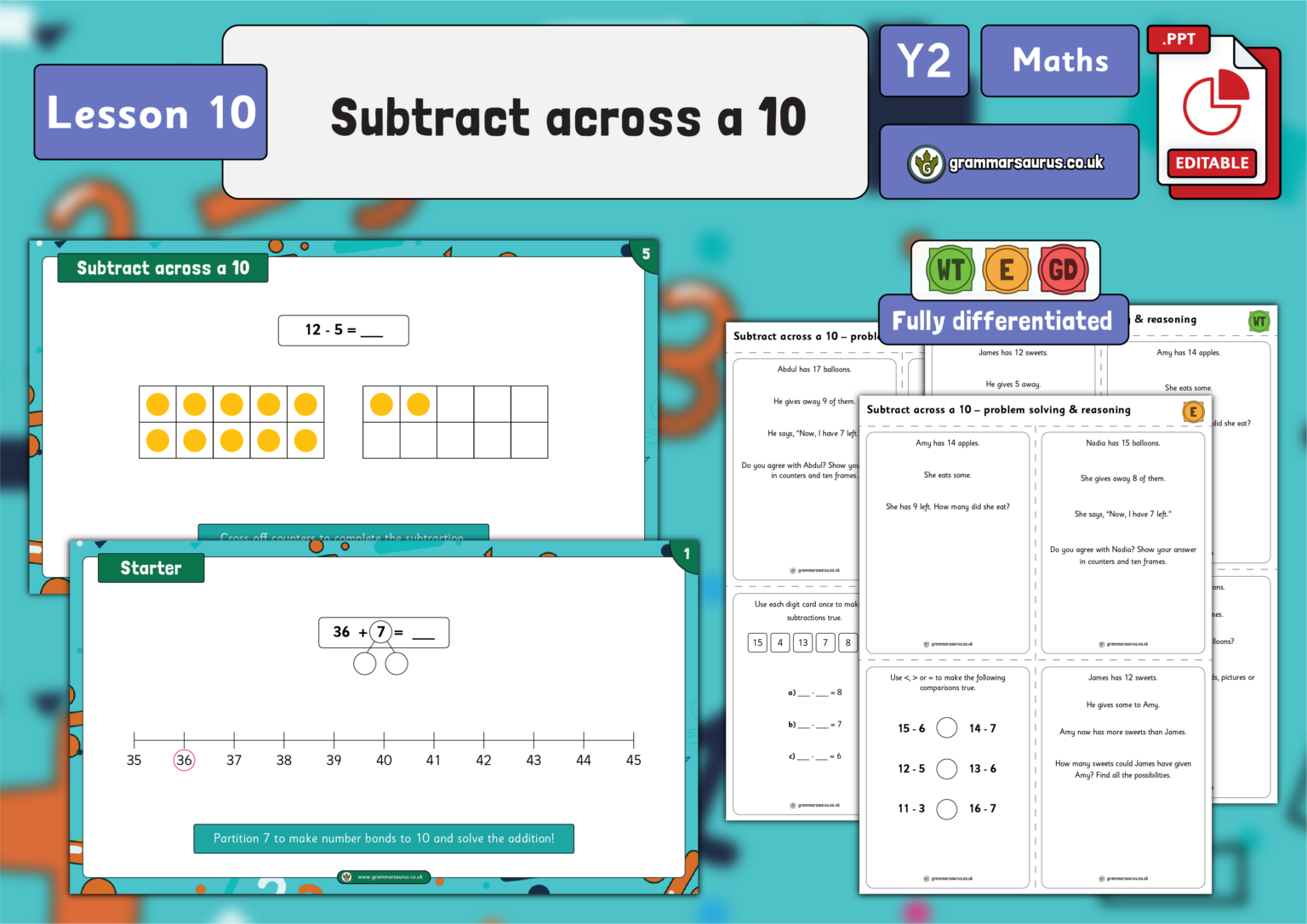 Year 2 Addition and Subtraction - Subtract across a 10 - Lesson 10 ...