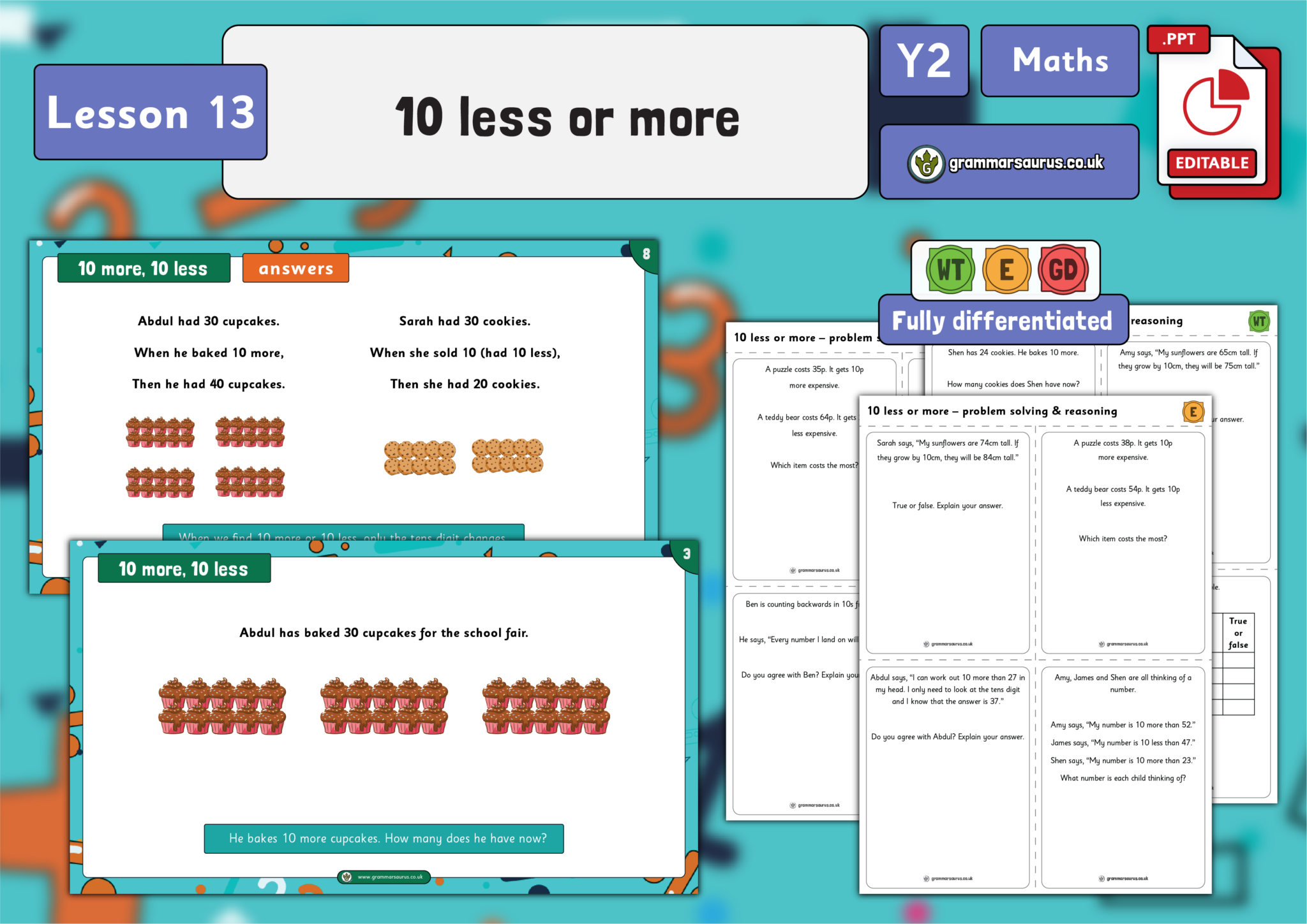 Year 2 Addition and Subtraction - 10 less or more - Lesson 13 ...