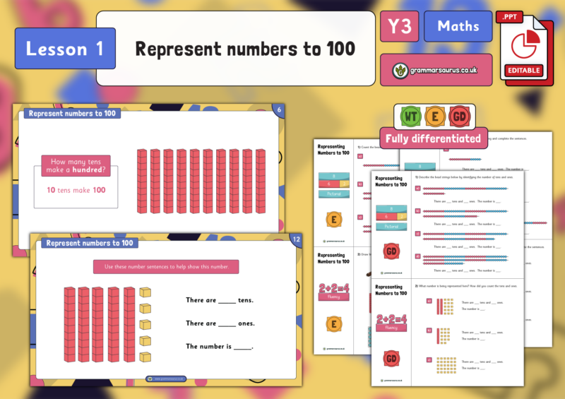 Year 3 Place Value - Represent numbers to 100 - Lesson 1 - Grammarsaurus