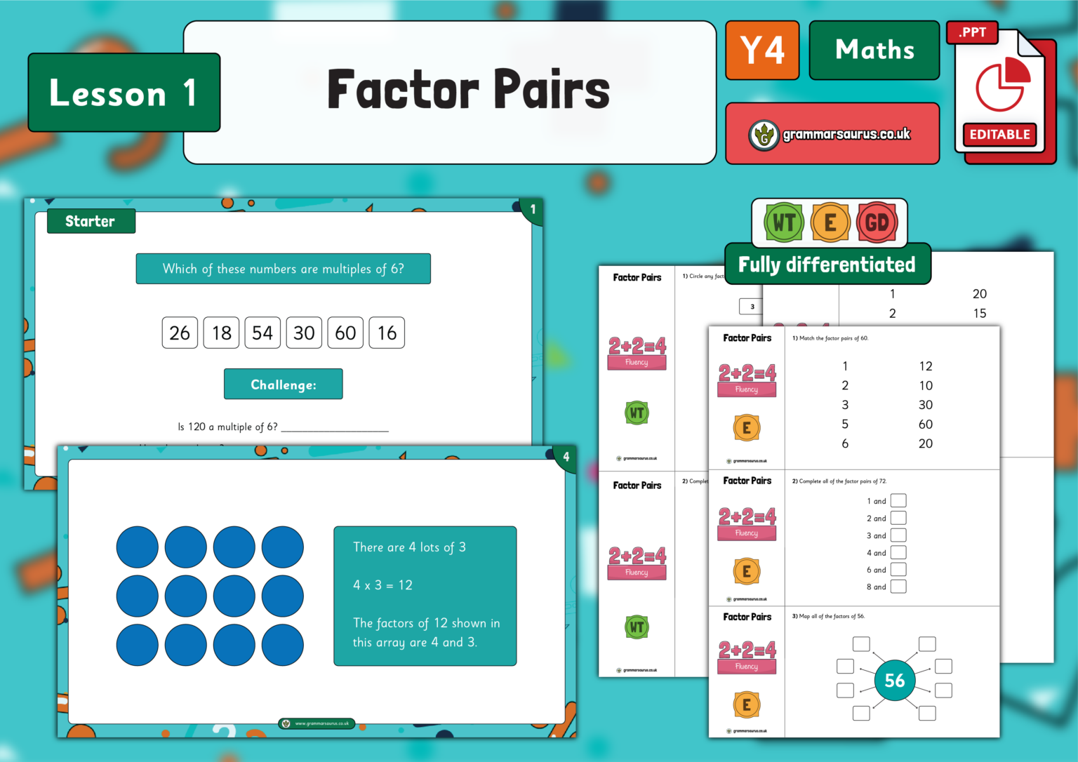 Year 4 - Multiplication and Division - Part 2 - Factor Pairs - Lesson 1 ...