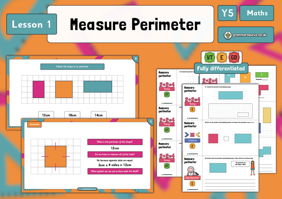 Year 5 Perimeter and Area - Measure Perimeter - Lesson 1 - Grammarsaurus