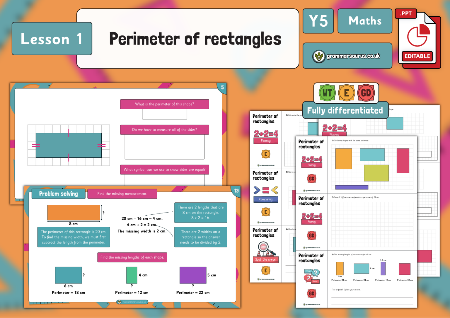 Year 5 Perimeter and Area -Perimeter of rectangles - Lesson 1 ...