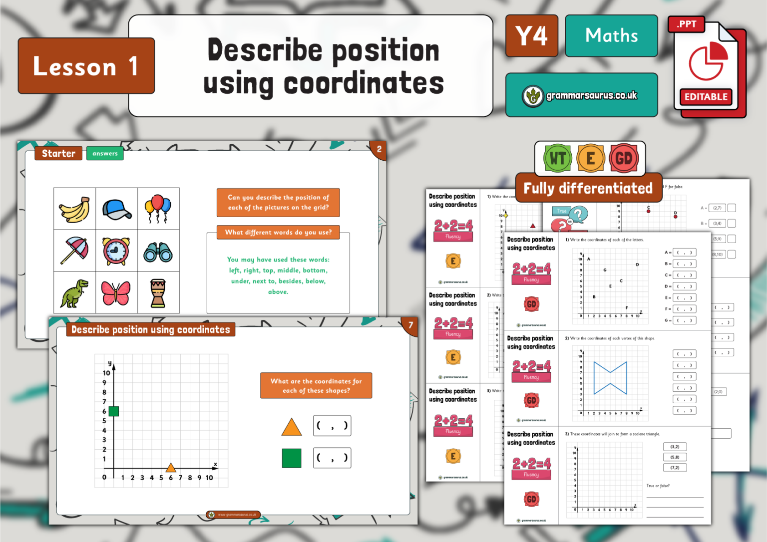 Year 4 Position & Direction - Describe Position using coordinates ...