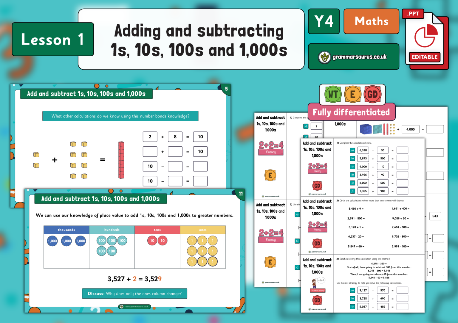 Year 4 Addition and Subtraction - Adding and subtracting 1s, 10s, 100s ...