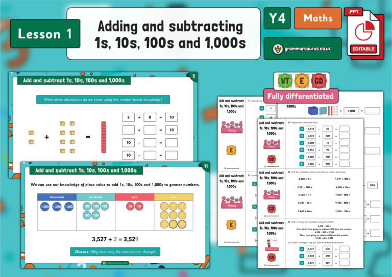 Year 4 Addition and Subtraction - Adding and subtracting 1s, 10s, 100s ...