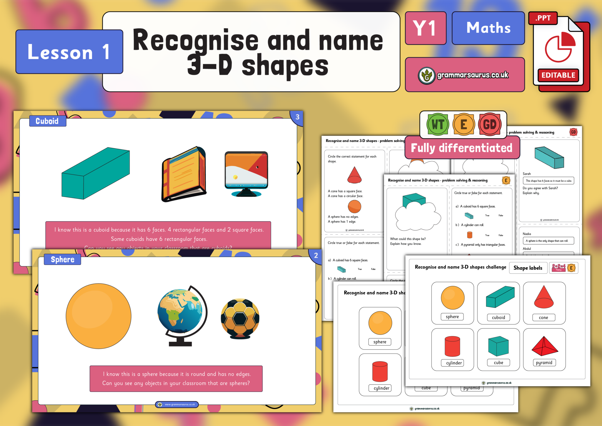 Year 1 2-D and 3-D Shapes - Recognise and Name 3-D Shapes - Lesson 1 ...