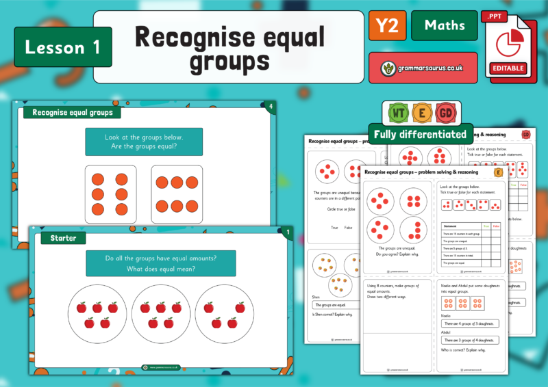 Year 2 Multiplication and Division - Recognise equal groups - Lesson 1 ...