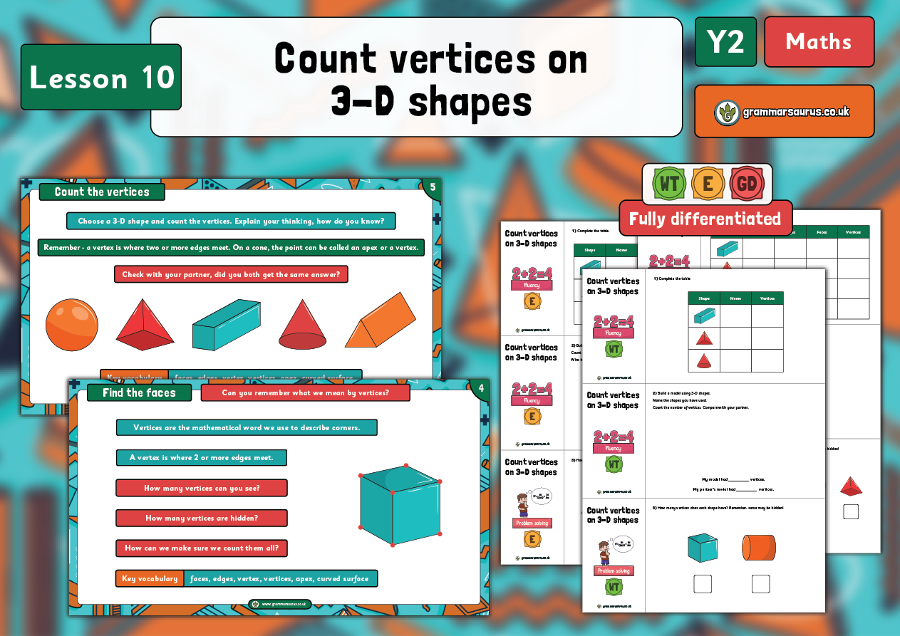 Year 2 Properties of Shape - Count Vertices on 3-D Shapes - Lesson 10 ...
