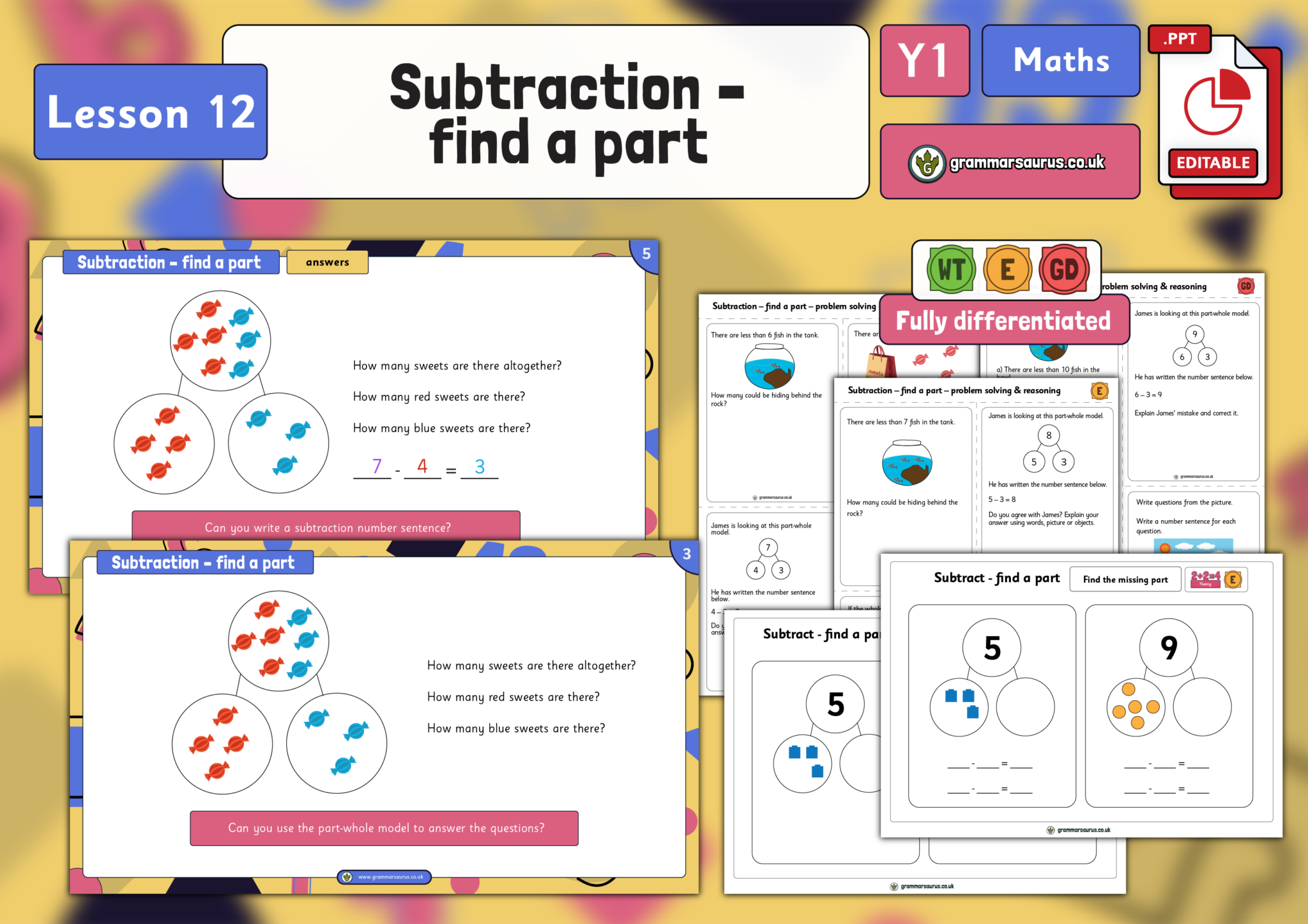 Year 1 Addition and Subtraction (within 10) – Subtraction - Find a part ...